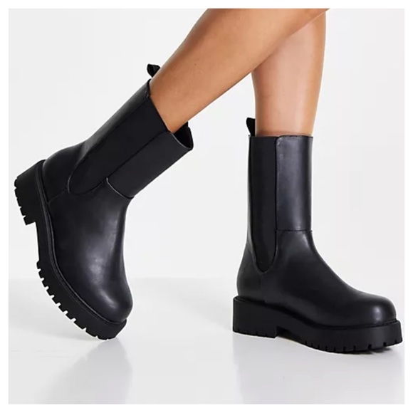 Monki | Shoes | Monki Mona Chunky Boots In Black Black Size Eur 4 Us 9 ...